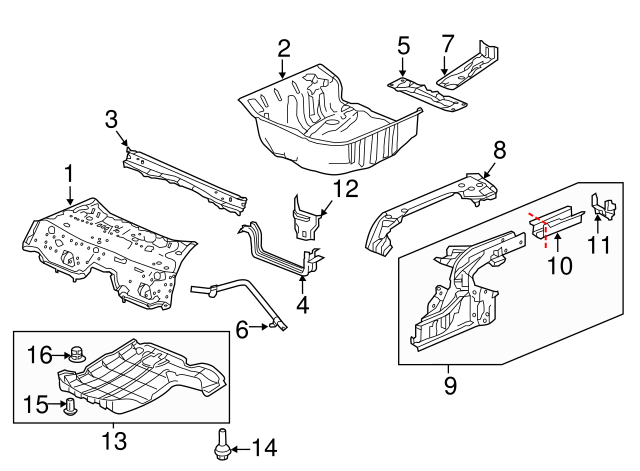 2016-2020 Honda HR-V Stiffener, R Rear Frame (Upper) 65540-T7W-A00ZZ ...
