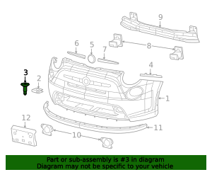 2017-2019 Fiat 500 Bumper Cover Screw 6510668AA | TascaParts.com