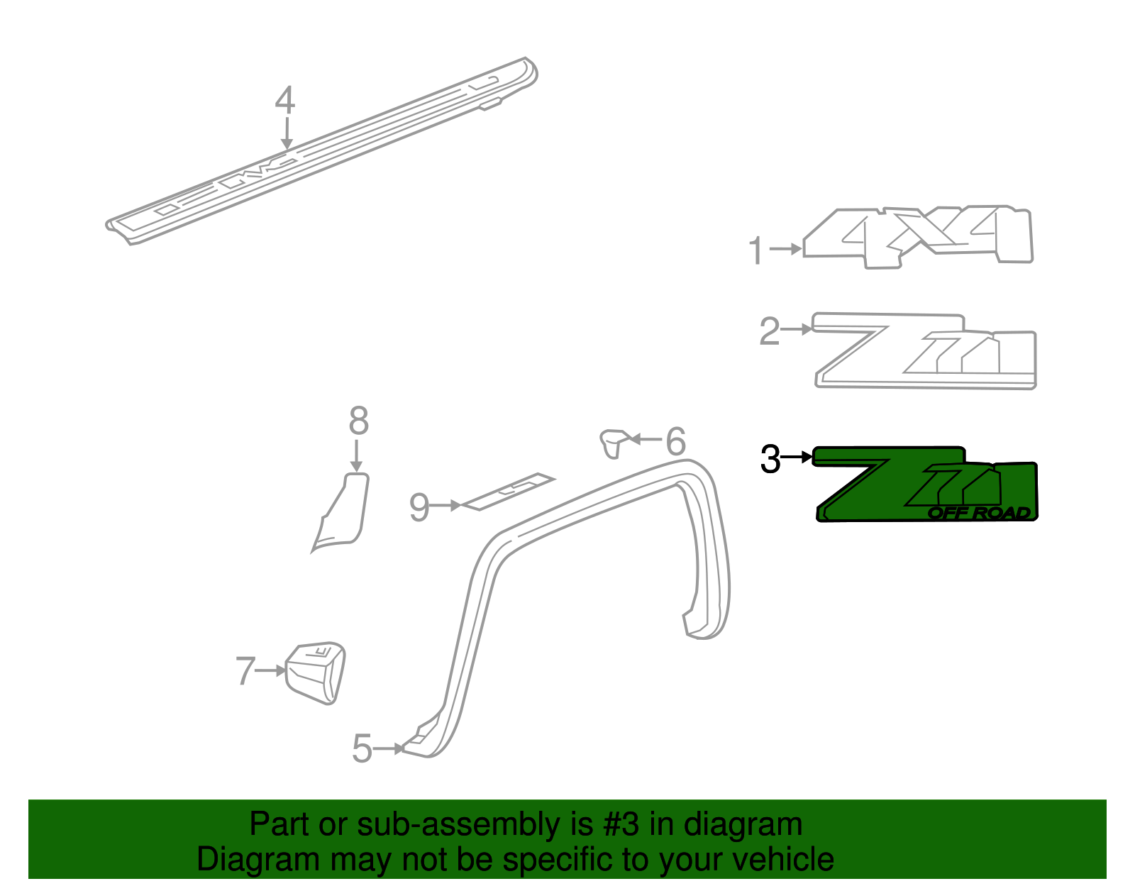 23490447 - Pickup Side 4x4 Decal in Silver and Charcoal 2014-2018 GMC ...