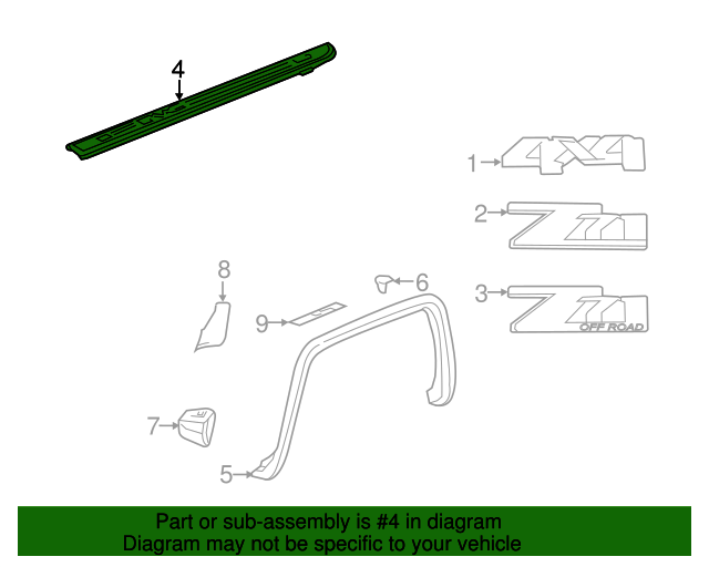 2014-2019 Chevrolet Driver Side Pickup Box Side Upper Molding 22987367 ...