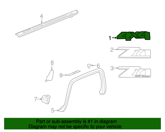 2014-2020 GM Pickup Box Side Z71 Offroad Decal 22774901 ...