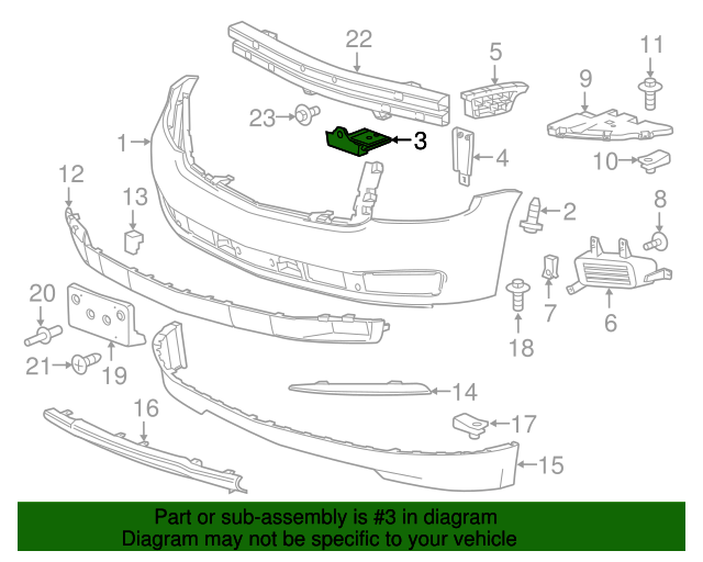 2015-2020 Chevrolet Front Bumper Lower Fascia Bracket 22936479 GM ...