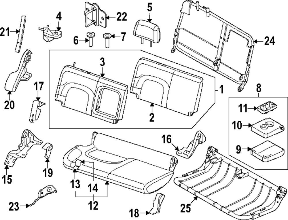2022-2024 Nissan Frontier Seat Back Assembly 88600-9BU4C | Nissan Parts ...