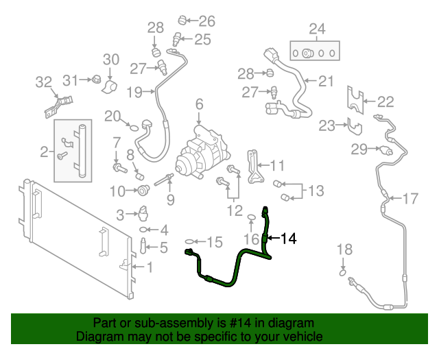 8K0-260-701-E - A/C Refrigerant Discharge Hose 2008-2012 Audi S5 ...