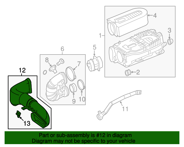 651-090-11-42 - Engine Air Intake Hose 2015-2016 Mercedes-Benz ...