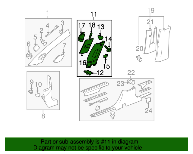 2010-2016 Cadillac SRX GM 23202682 Shale Passenger Side Center Pillar ...
