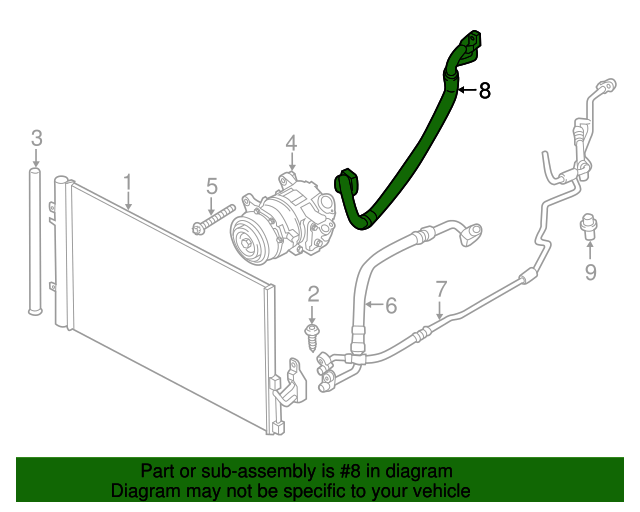 64539382722 - 2016-2019 BMW A/C Refrigerant Suction Hose (64-53-9-382 ...
