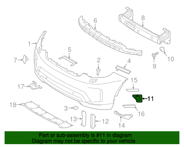 2017-2022 Land Rover Discovery Bumper Guide LR086053 | AutoNationParts.com