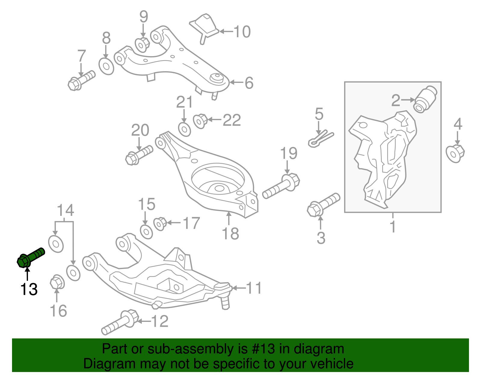 54580-1LA1B - Ft Lower Control Arm Rear Bolt 2011-2020 Infiniti ...