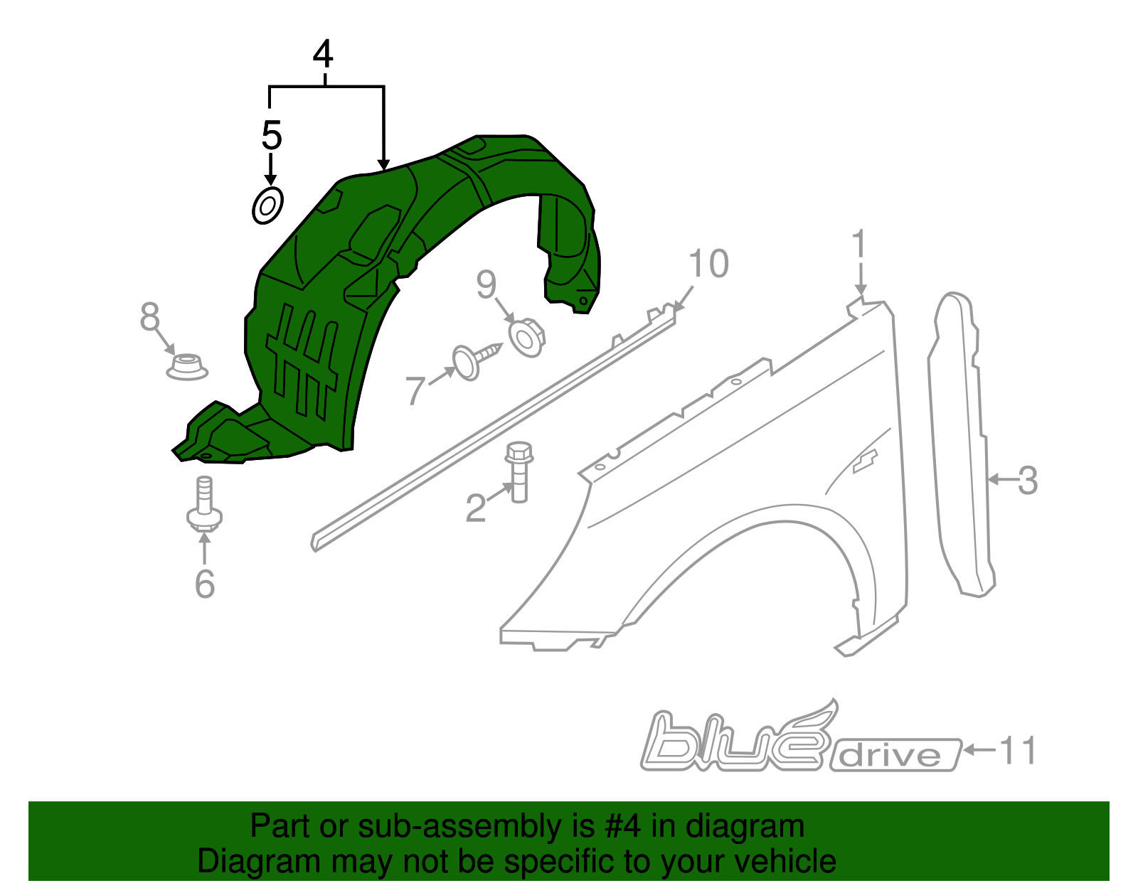 2011-2013 Hyundai Sonata Fender Liner 86812-3Q000 | OEM Parts Online
