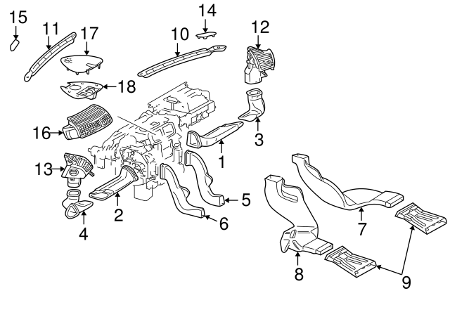 203-830-02-23 - Air Duct 2001-2007 Mercedes-Benz | Mercedes-Benz USA Parts