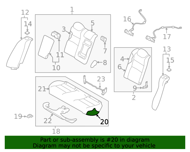 2023-2024 Nissan Altima Seat Cushion Pad 88305-9HF0A | Nissan ...