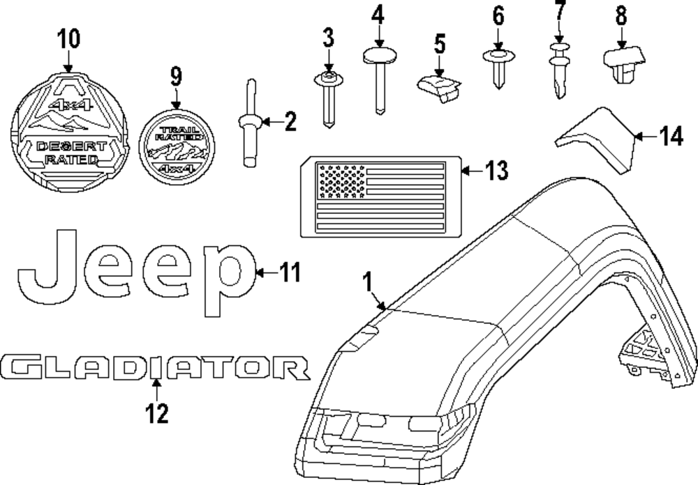 6KM53RXFAA - Front Fender Decal - 2020 2021 Jeep Gladiator | Mopar ...