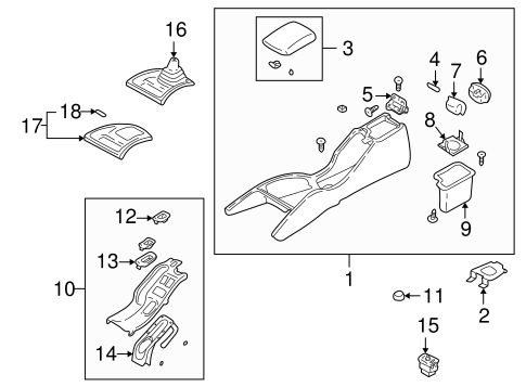 Center Console for 2000 Subaru Impreza | Subaru Parts Store