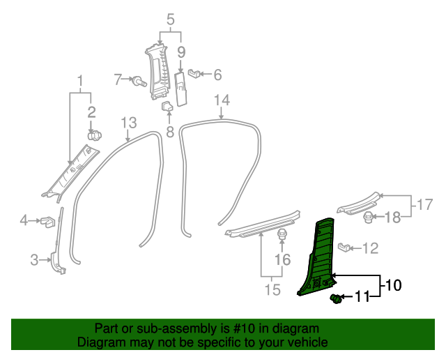 2006-2008 Lexus Lower Center Pillar Trim 62413-53020-A0 | OEM Parts Online