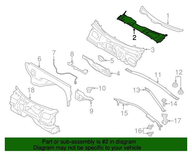 2015-2018 Porsche Macan Cowl Grille 95B-819-447-D-1E0 | Sunset Porsche ...