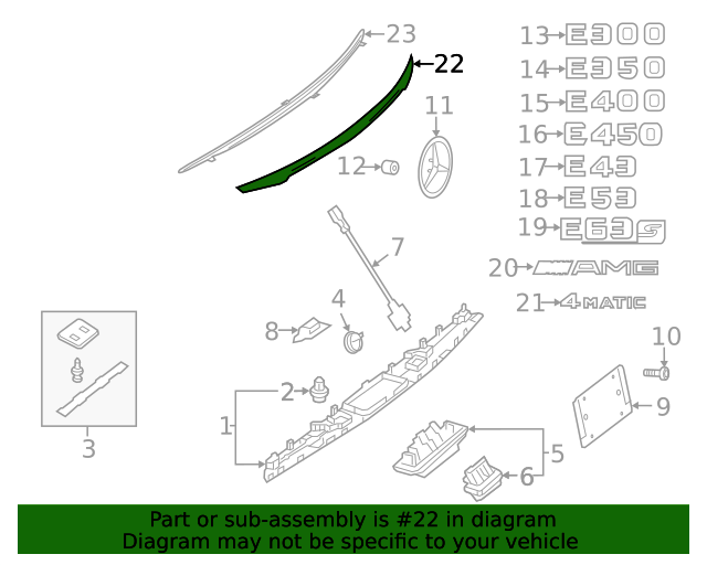 213-757-00-00 - Deck Lid Molding 2017-2020 Mercedes-Benz ...