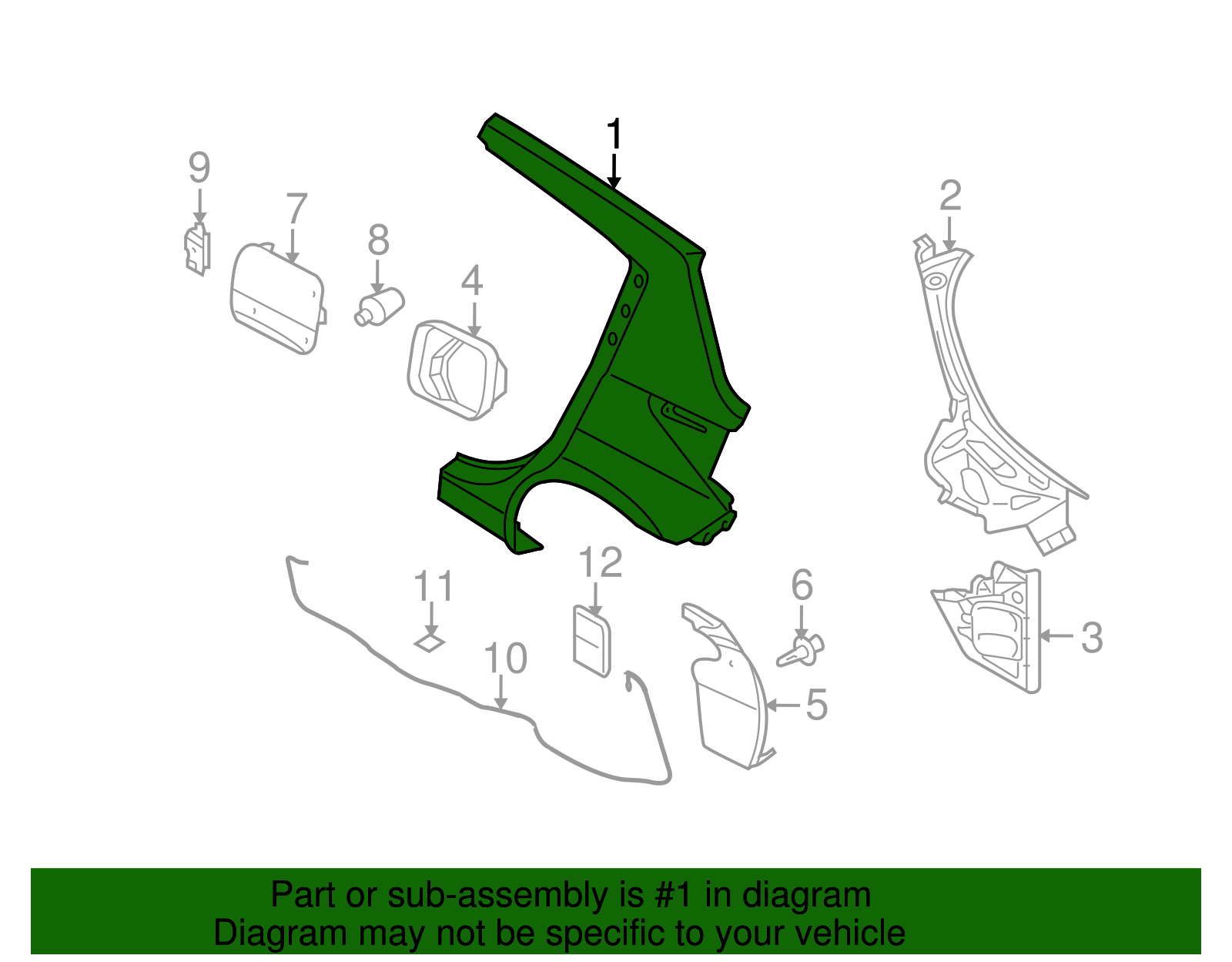 2007-2012 Nissan Versa Quarter Panel G8101-EL030 | My Nissan Part