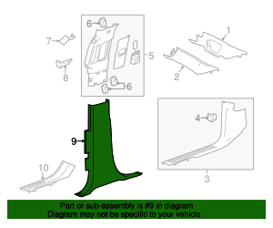 2015-2020 GM Jet Black Driver Side Center Pillar Lower Trim Panel ...