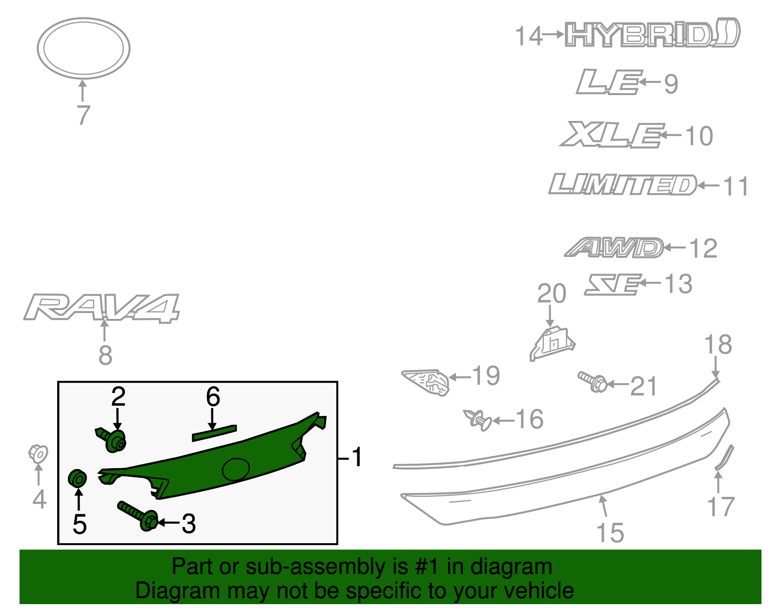 2013-2015 Toyota RAV4 Finish Panel 76801-42220-C1 | OEM Parts Online