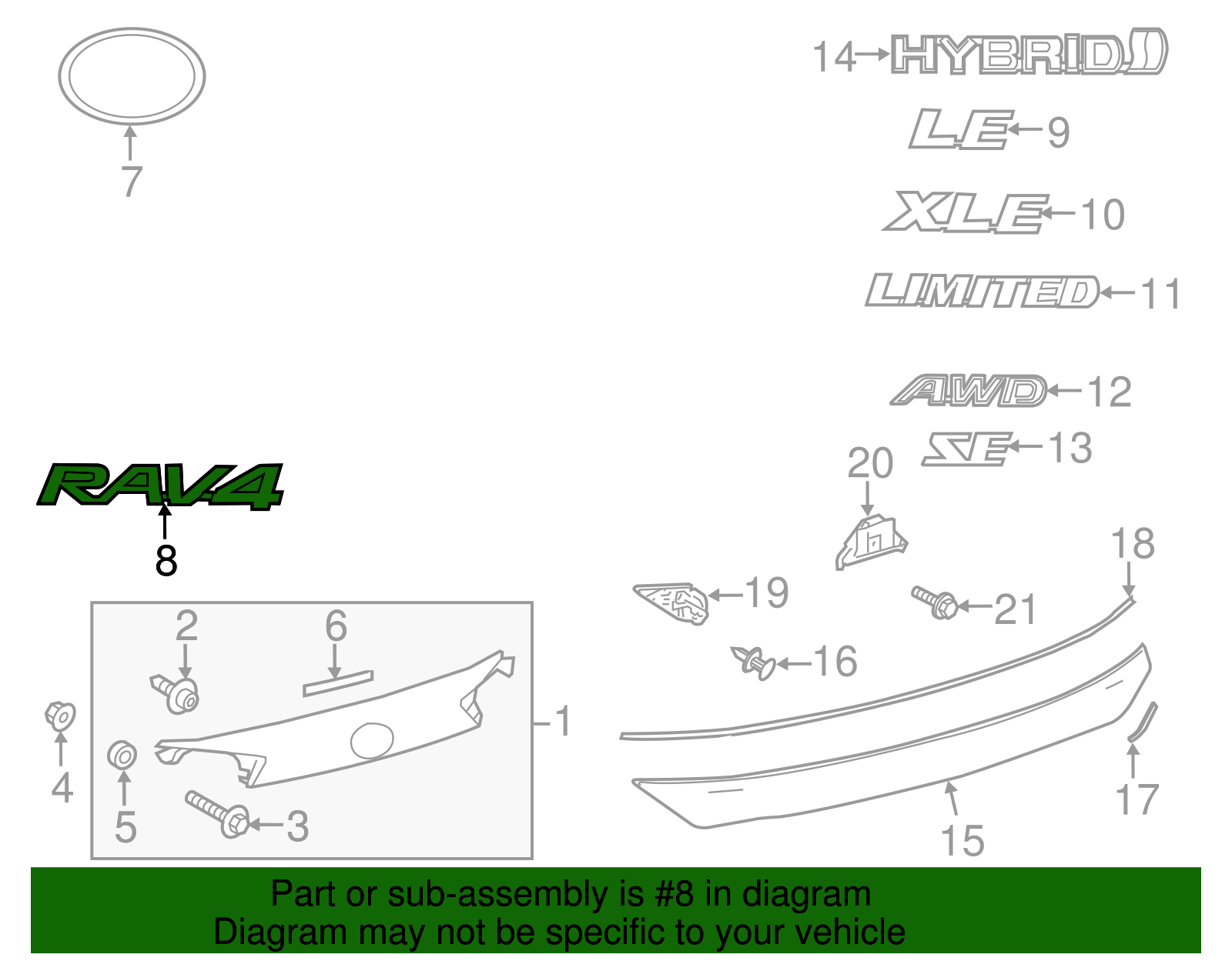 Genuine Toyota Nameplate part# 75431-0R090 for 2018 Toyota RAV4 ...
