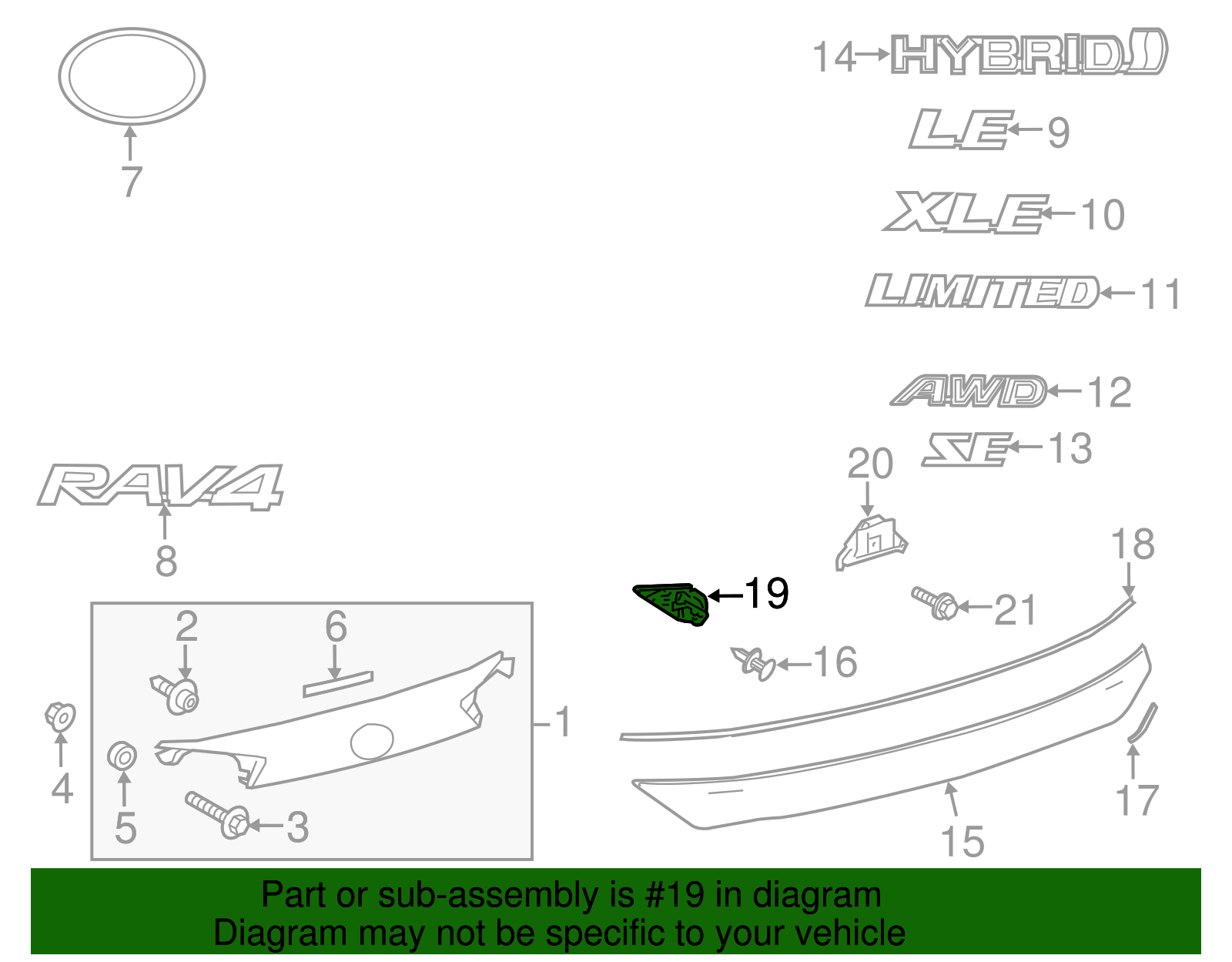 Genuine Toyota Bracket part# 76827-0R030 for 2016-2018 Toyota RAV4 ...