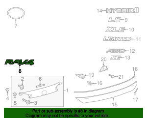 Genuine Toyota Nameplate part# 75431-0R090 for 2018 Toyota RAV4 ...