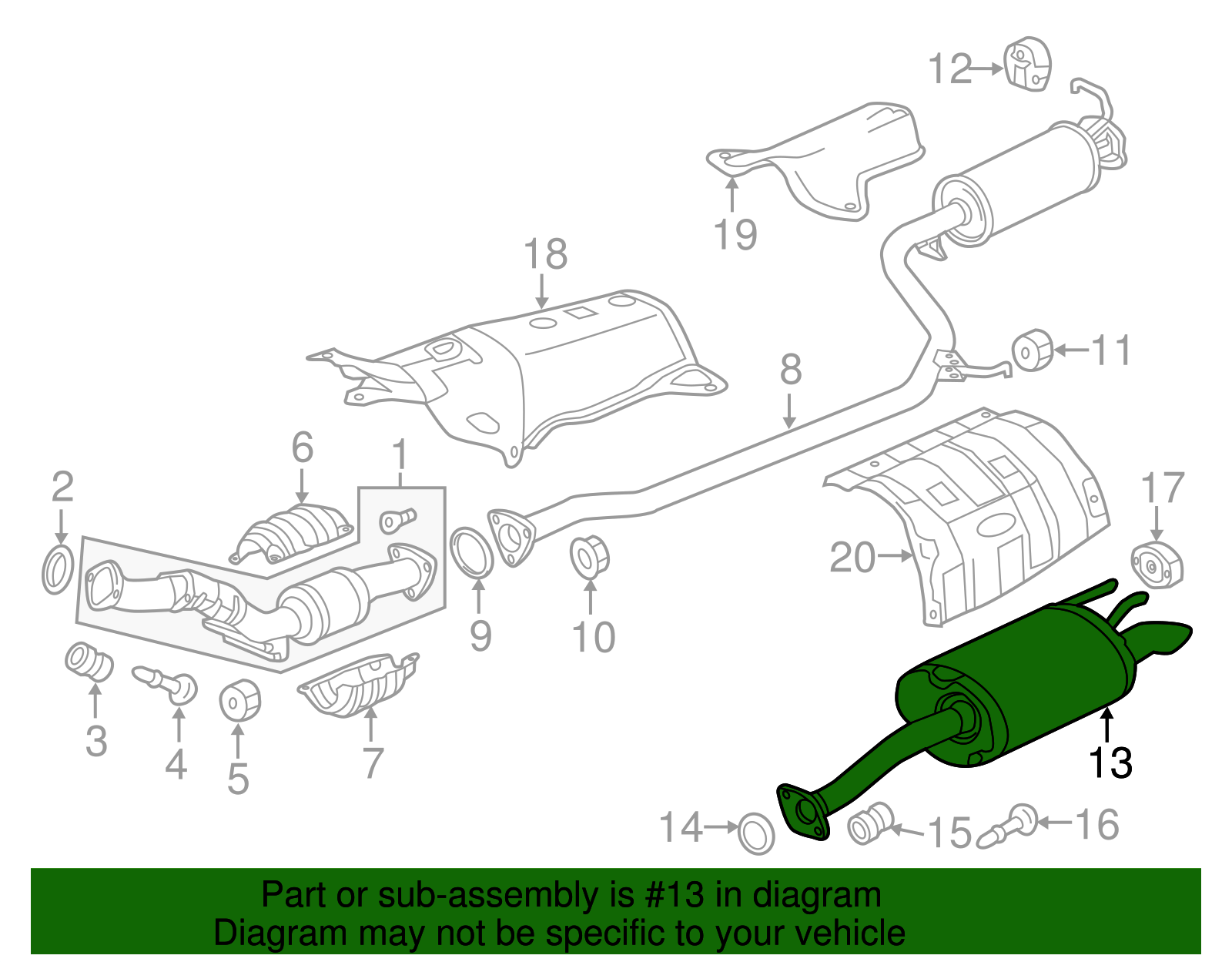 18307-TR6-A01 - Exhaust Muffler 2012-2015 Honda Civic | Honda Parts Online