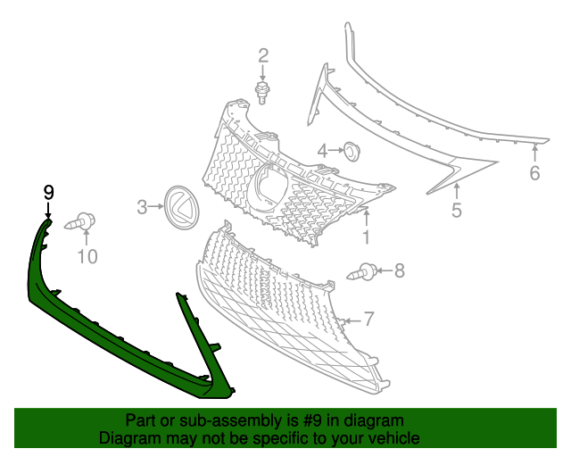 53122-76020 - Grille Molding 2014-2017 Lexus CT200h | AutoNationParts.com
