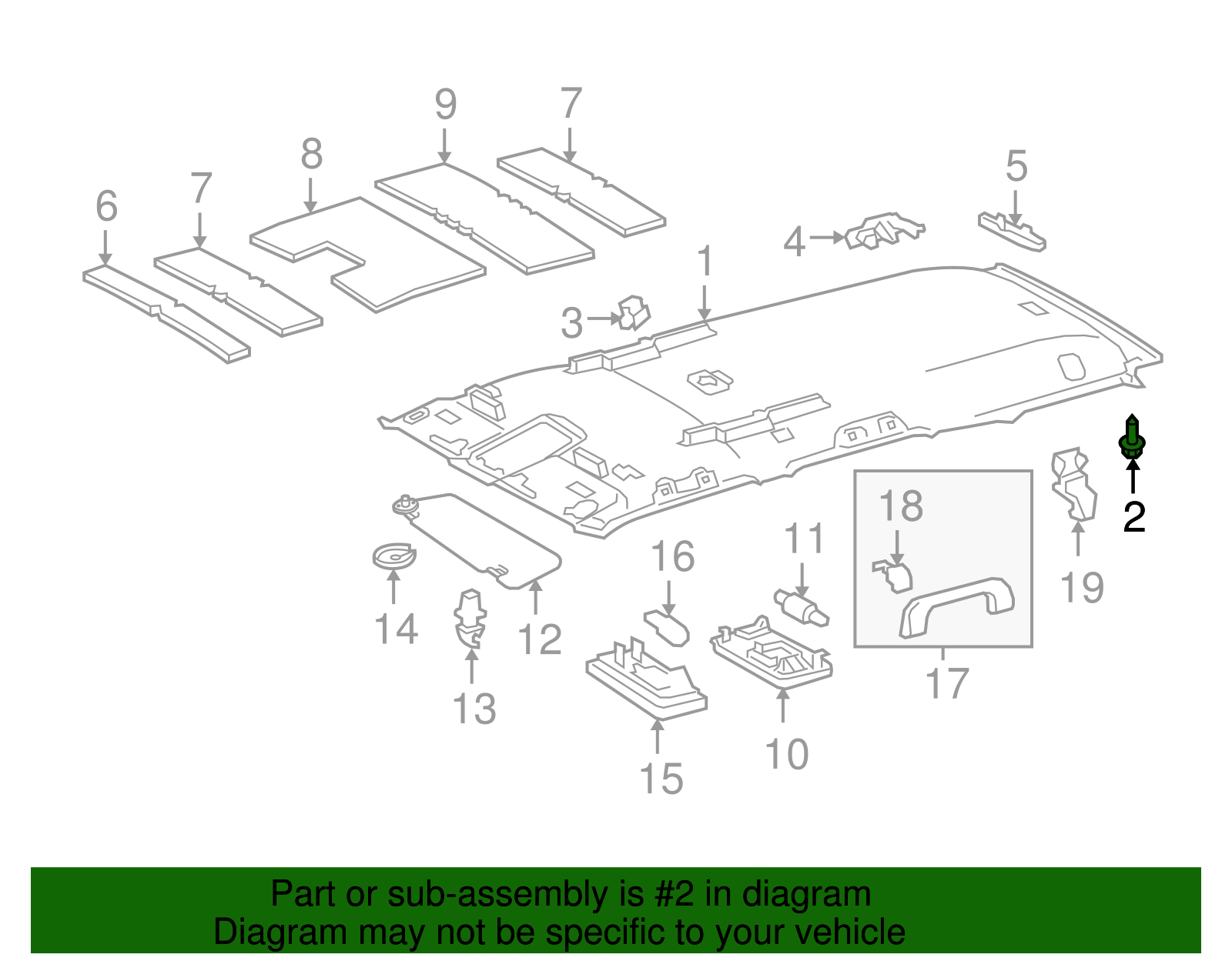 Genuine Toyota Headliner Retainer Clip part# 90467-05164-B0 for 2003 ...