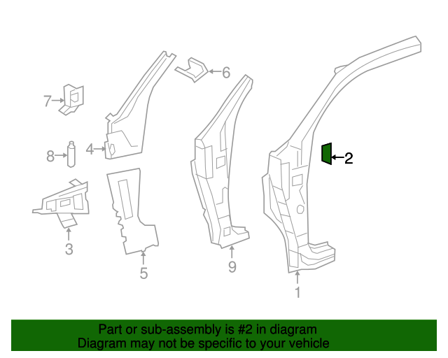 1999-2023 Toyota Hinge Pillar Bracket 61168-06010 | Toyota Parts Center