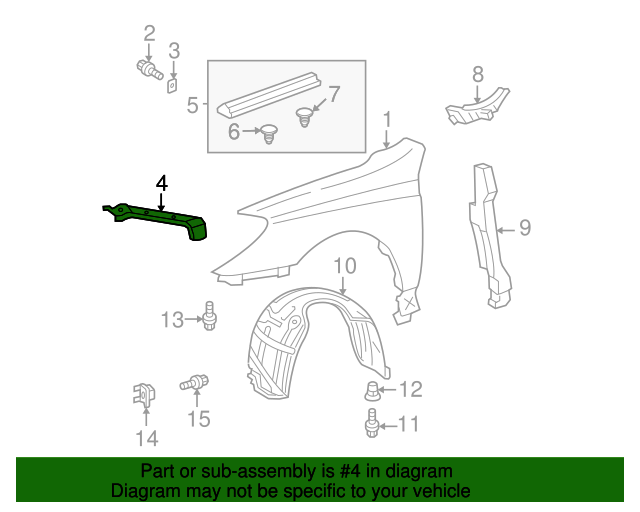 53846-AA030 - Fender Brace 2004-2008 Toyota Solara | Group 1 Auto Parts