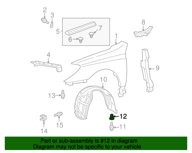 90189-06177 - Fender Liner Grommet - 2000-2015 Toyota | OEM Genuine ...