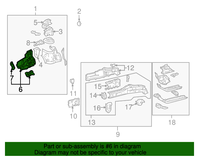 2004-2009 Toyota Prius Fender Apron 53712-47900 | Toyota Parts Center