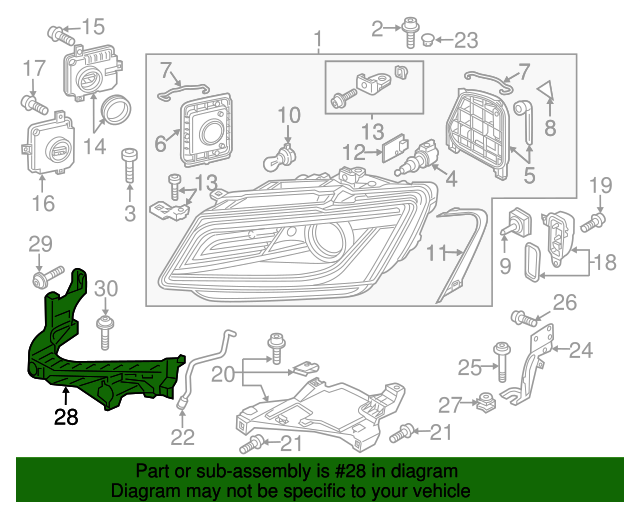 2009-2017 Audi Headlamp Mounting 8R0-805-608-B | OEM Parts Online