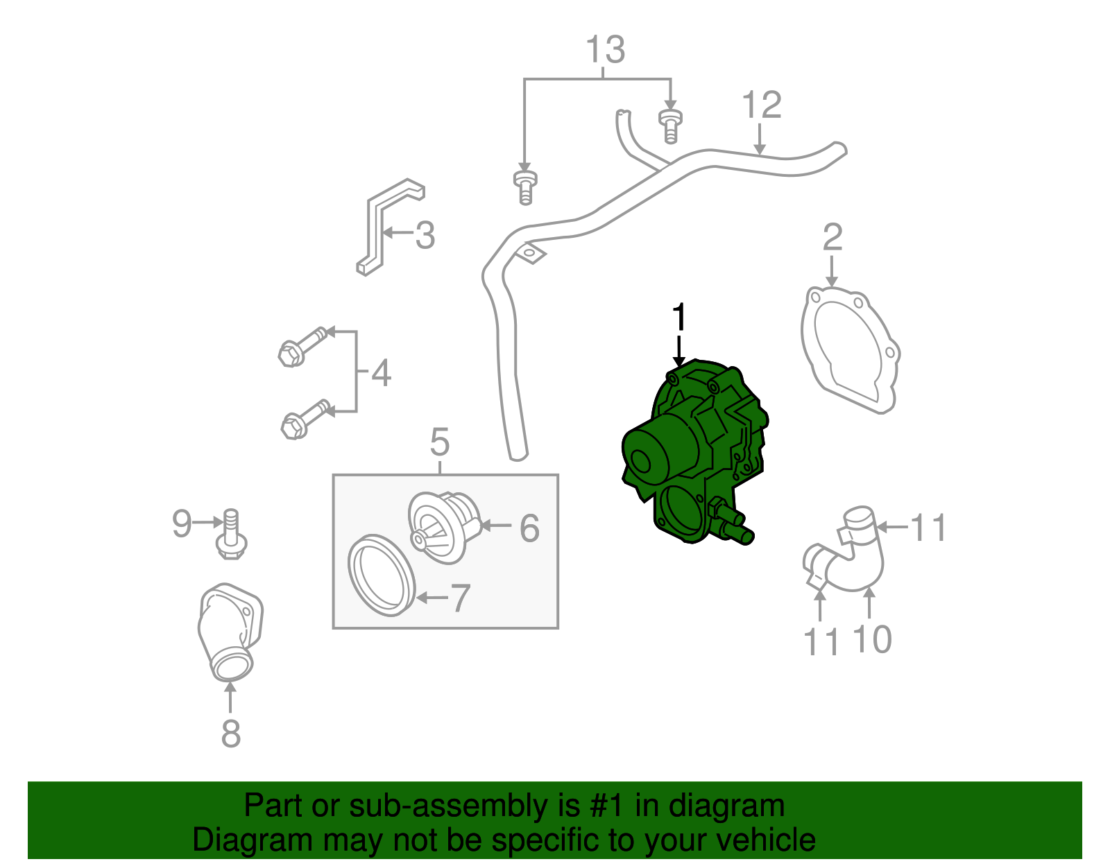 Genuine OEM Water Pump Part# 21111AA320 Fits 2010-2012 Subaru: Up To 35 ...