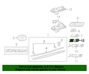 75444-02C20 - Deck Lid Emblem - 2017-2019 Toyota Corolla | OEM Genuine ...