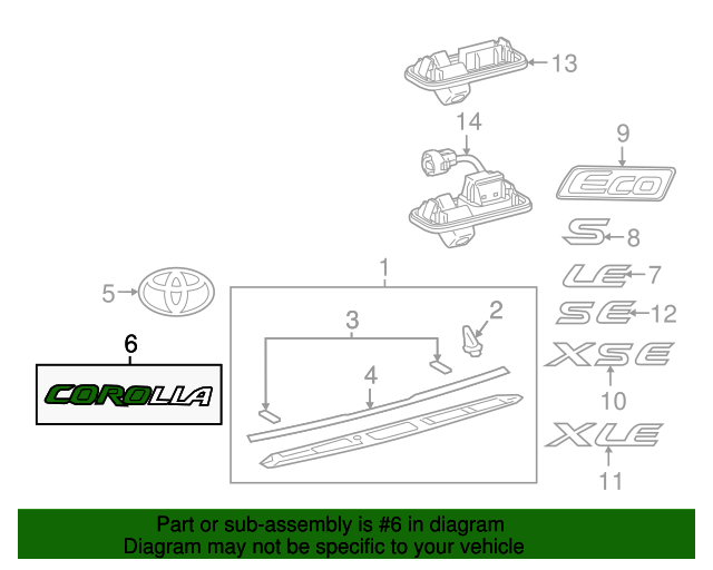 75442-02280 - Deck Lid Emblem 2014-2019 Toyota Corolla | Longo Toyota Parts