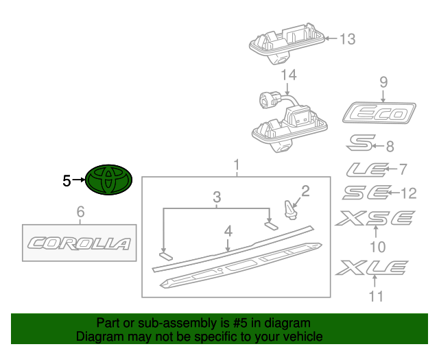 90975-A2003 - Deck Lid Emblem - 2011-2023 Toyota | OEM Genuine Toyota Parts