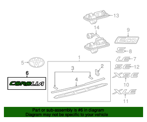 75442-02280 - Deck Lid Emblem 2014-2019 Toyota Corolla ...