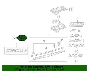 90975-A2003 - Deck Lid Emblem - 2011-2023 Toyota | OEM Genuine Toyota Parts