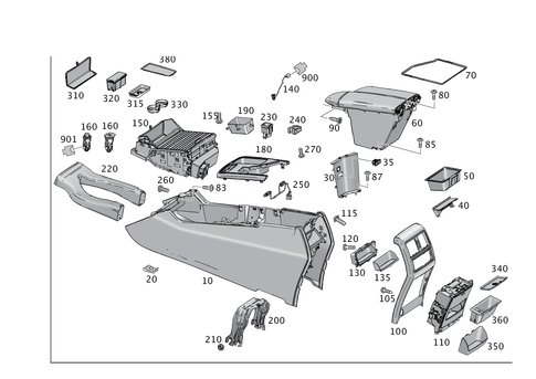 Housing with Stowage Tray, Armrest and Ashtray for 2019 Mercedes-Benz ...