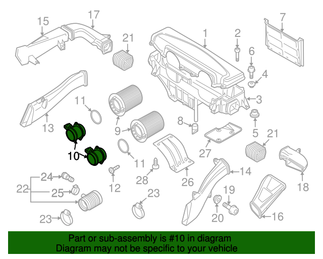 2005-2015 Audi Mass Air Flow Sensor 07C-906-461-A | Audi USA Parts