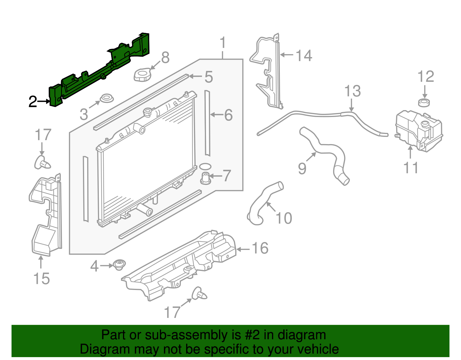 2014-2020 Nissan Rogue Radiator Assembly Upper Bracket 21542-4BA0A ...
