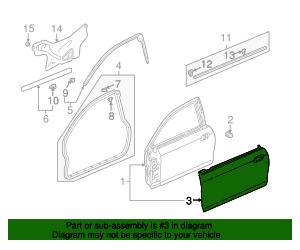 OEM 1998-2002 Honda Accord Skin, R Front Door 67111-S82-315ZZ ...