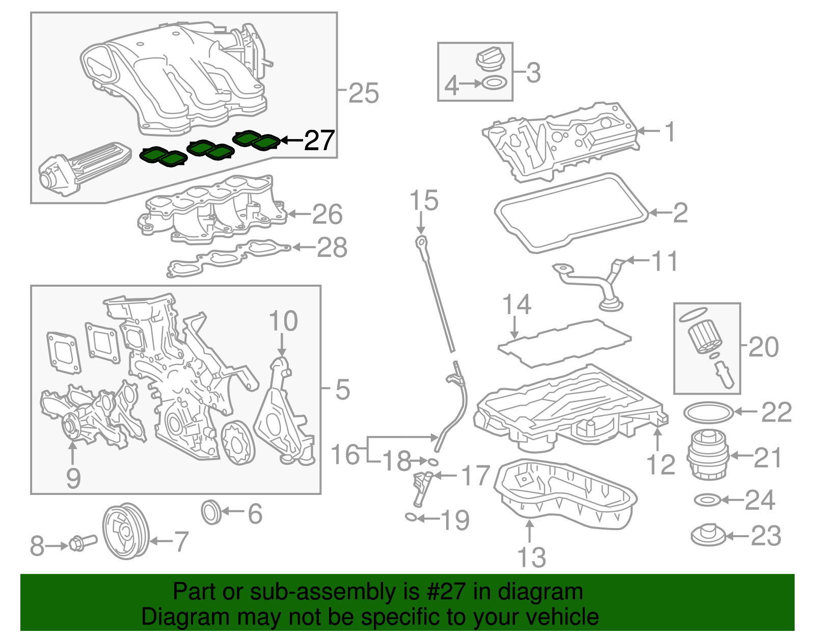 17176-0P021 - Plenum Gasket (3 req) - 2007-2018 Lexus | My L Parts