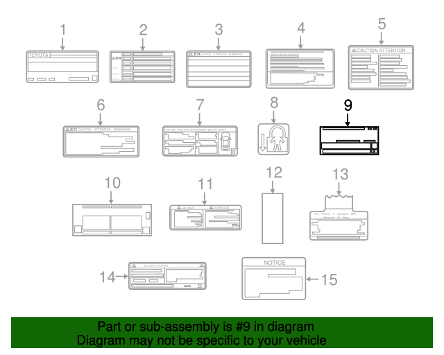 2005-2022 Toyota Info Label 74514-33010 | Toyota Parts Center