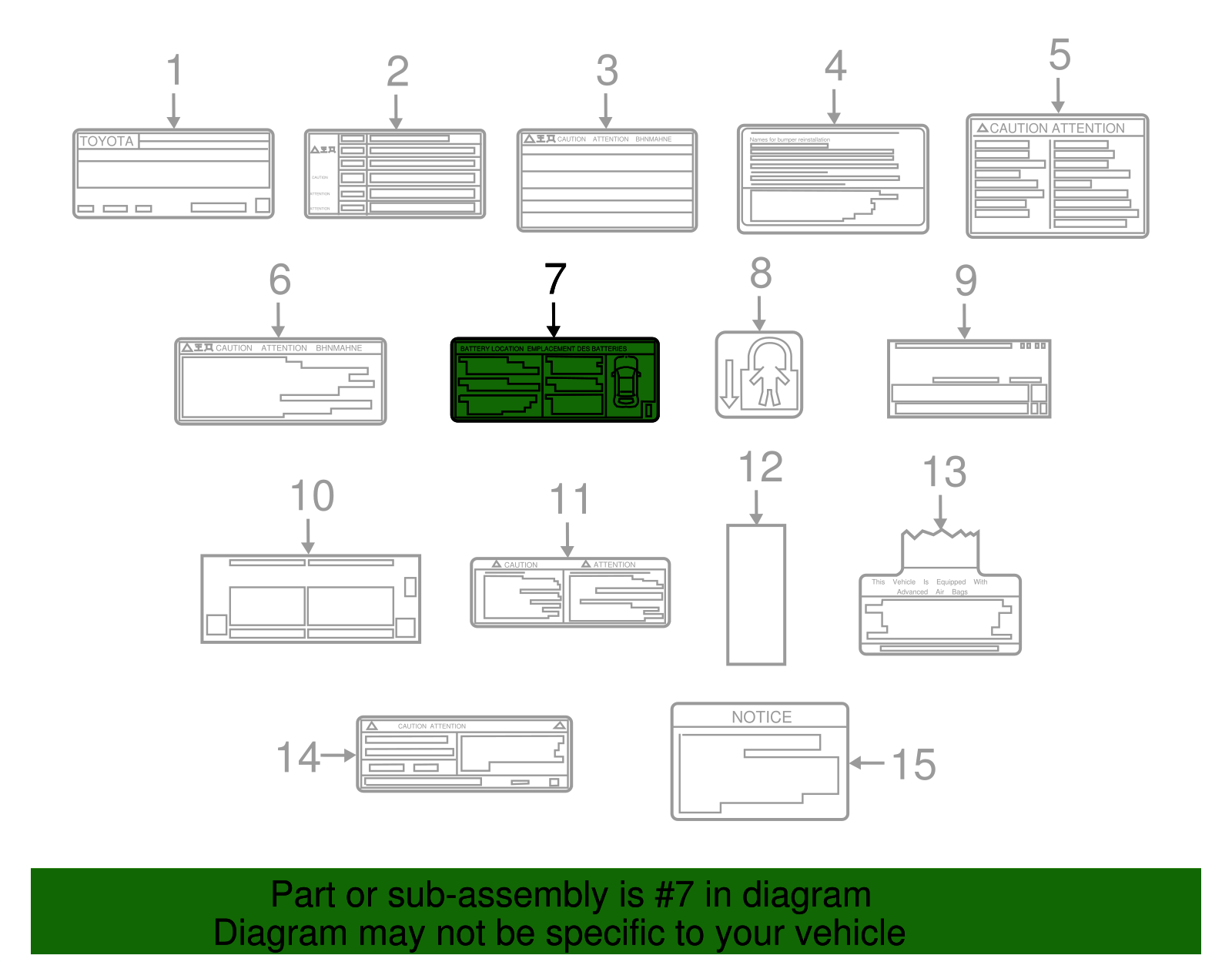 Genuine Toyota Battery Label part# G9275-47110 for 2016-2022 Toyota ...