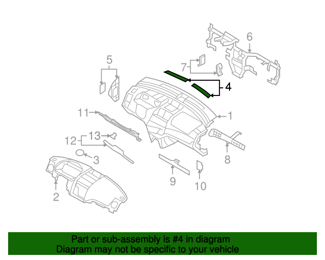2007-2011 GM Charcoal Windshield Defroster Nozzle Grille 96457618 ...