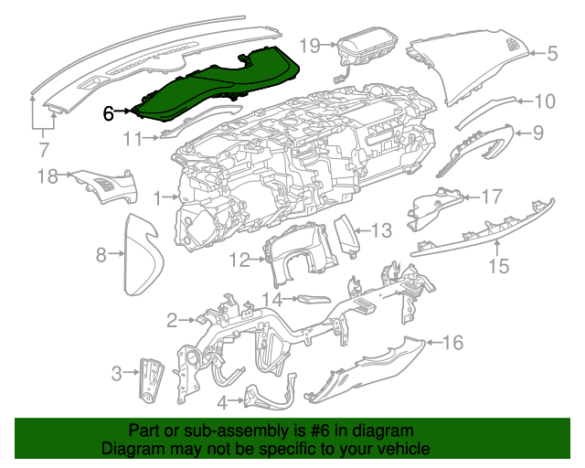 2015-2020 Cadillac Jet Black Instrument Panel Cluster Hood 22951583 GM ...